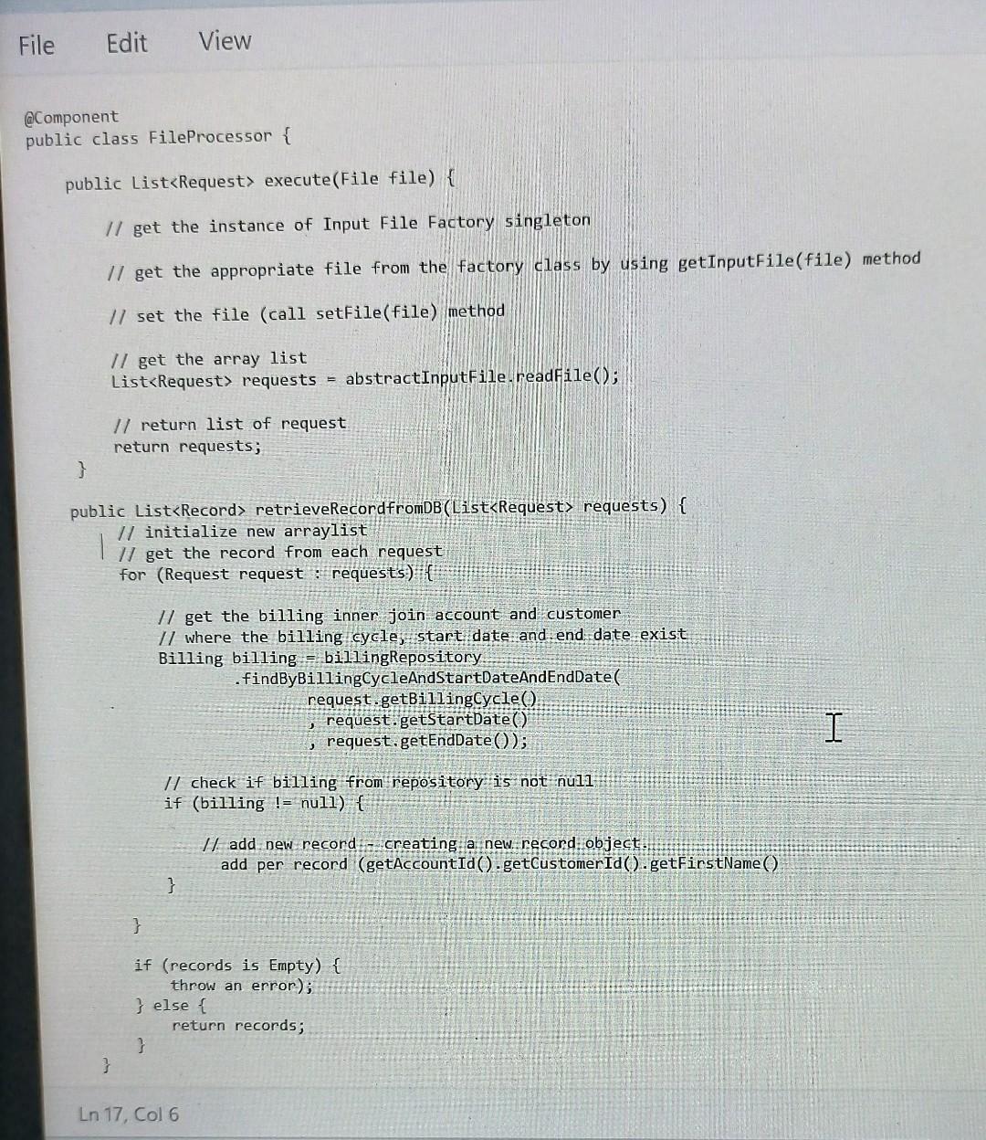 Solved omponent blic class FileProcessor \{ public List | Chegg.com