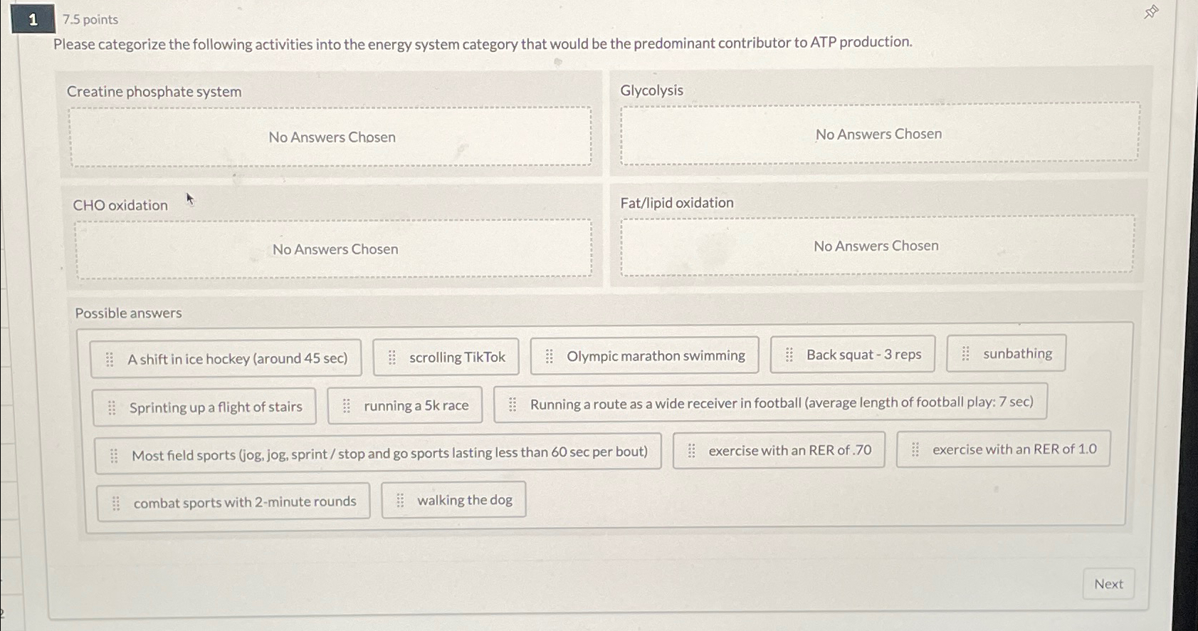 Solved 17.5 ﻿pointsPlease categorize the following | Chegg.com