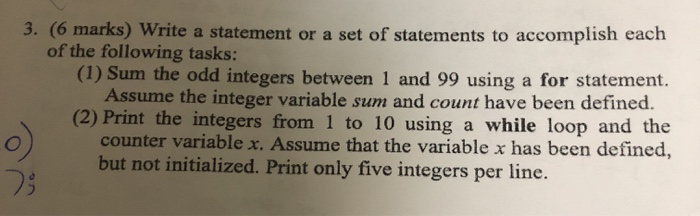 (Solved) : 3 6 Marks Write Statement Set Statements Accomplish ... (Solved) : 3 6 Marks Write Statement Set Statements Accomplish ...