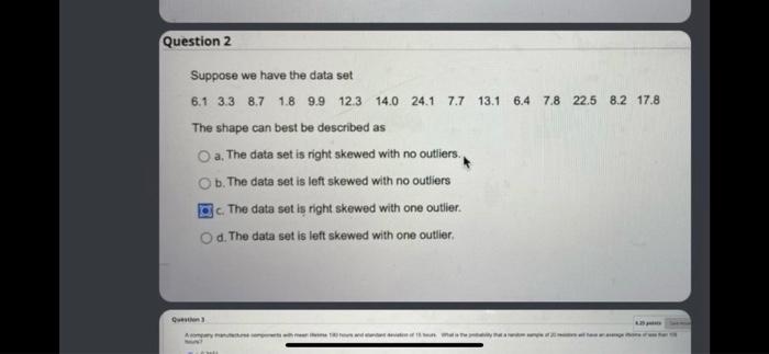 Solved In trying to determine the skewness of the data set | Chegg.com
