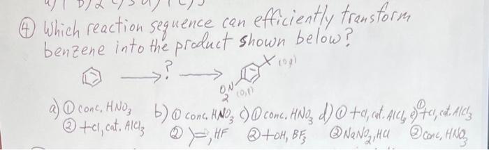 Solved (1) Which reaction sequence can efficiently transform | Chegg.com