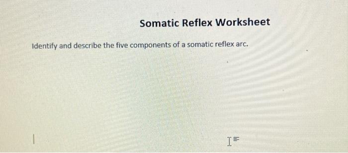 Solved Somatic Reflex Worksheet Identify and describe the | Chegg.com