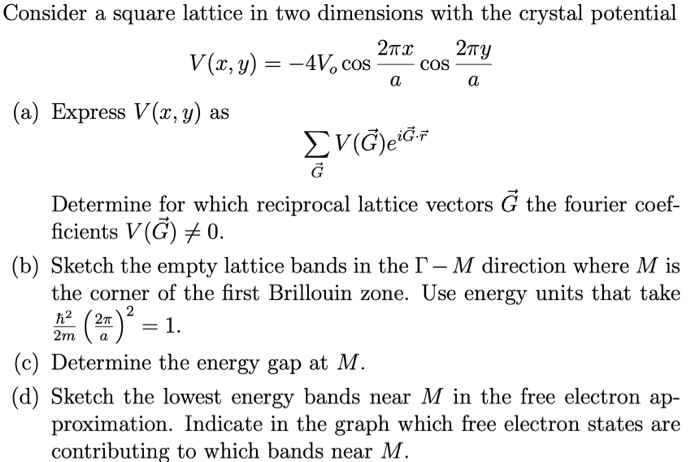 Solved Consider a square lattice in two dimensions with the | Chegg.com