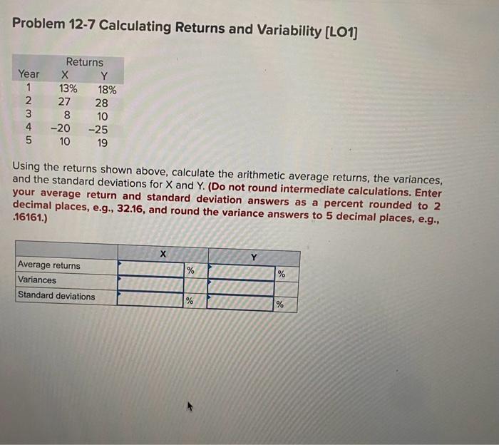 Solved Problem 12 7 Calculating Returns And Variability 