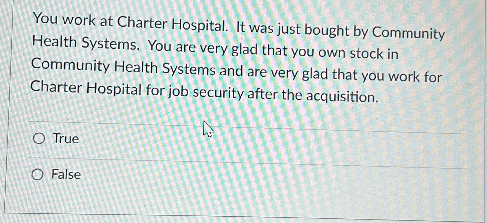 Solved You work at Charter Hospital. It was just bought by | Chegg.com