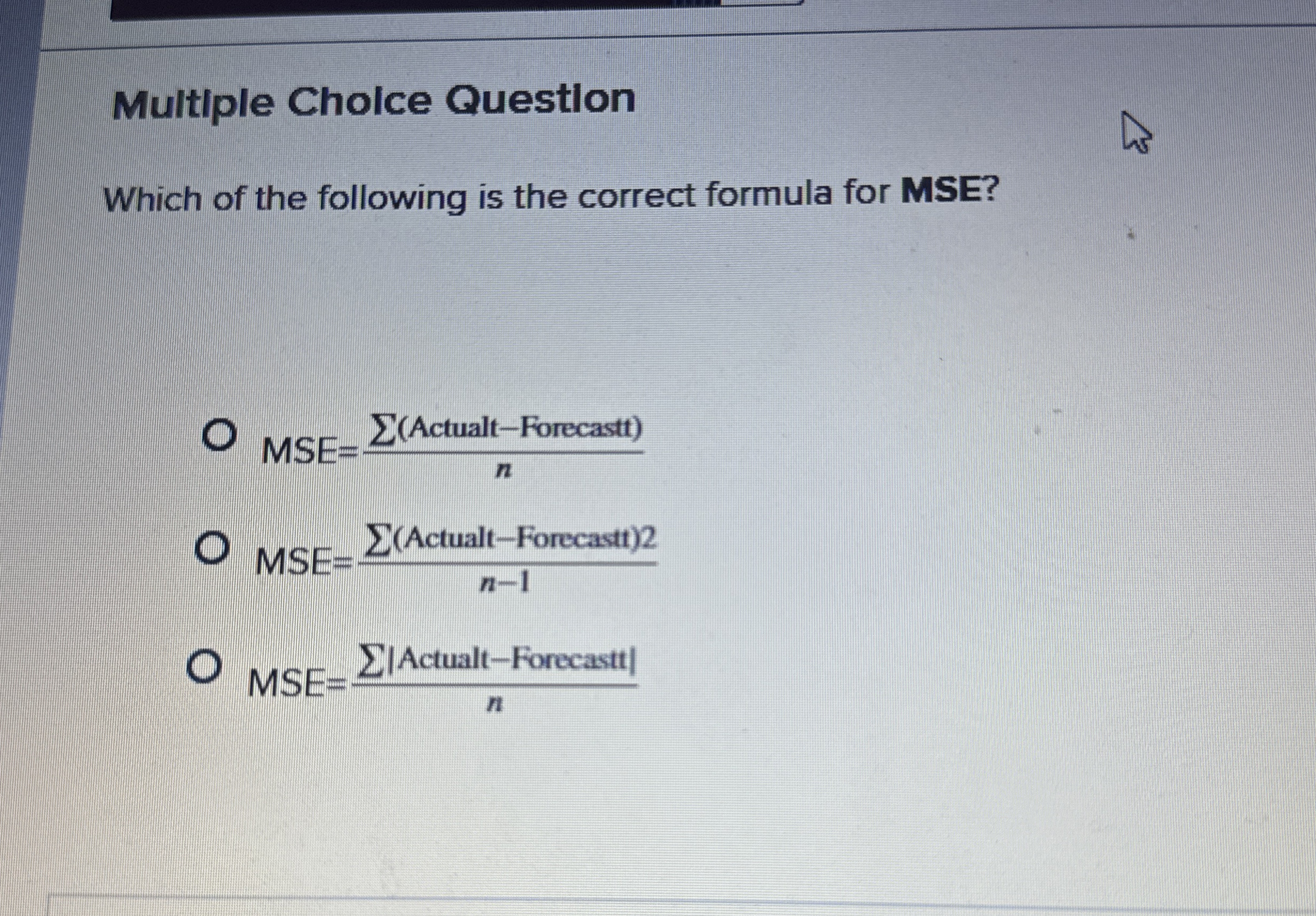 Solved Multiple Cholce QuestlonWhich of the following is the | Chegg.com