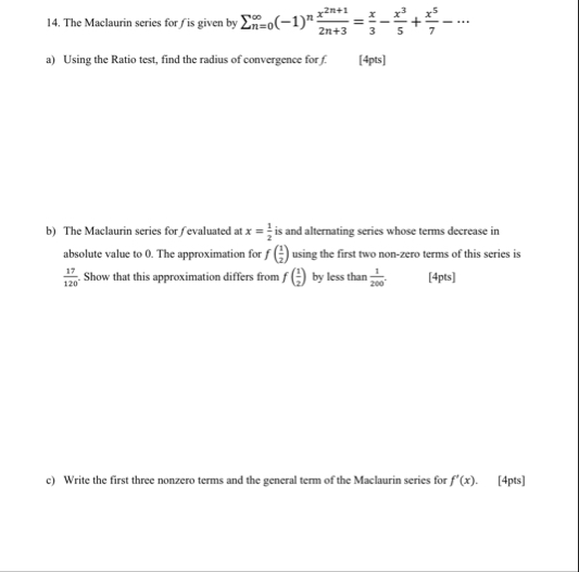 Solved The Maclaurin series for f ﻿is given by | Chegg.com
