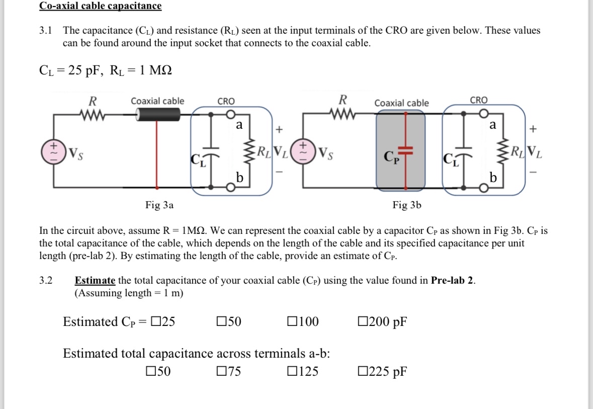 Solved Co-axial cable capacitance3.1 ﻿The capacitance (CL) | Chegg.com