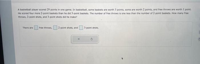 Solved A basketball player scored 29 points in one game. In | Chegg.com