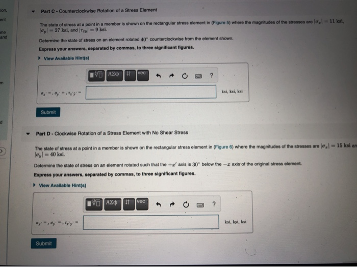Solved - Part A State of Stress on an inclined Plane The | Chegg.com
