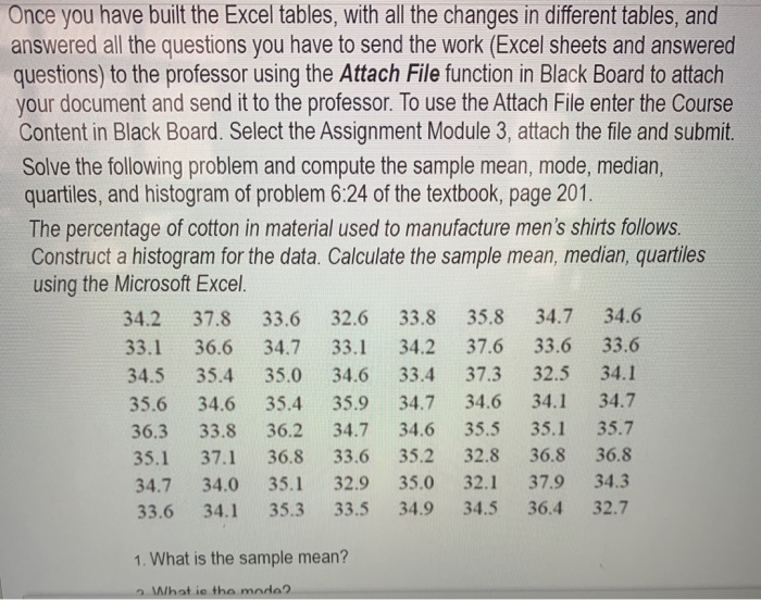 Solved Once you have built the Excel tables, with all the | Chegg.com