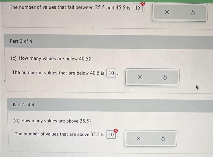 Solved (a) How many values are in the class 30.5−35.5 ? The | Chegg.com