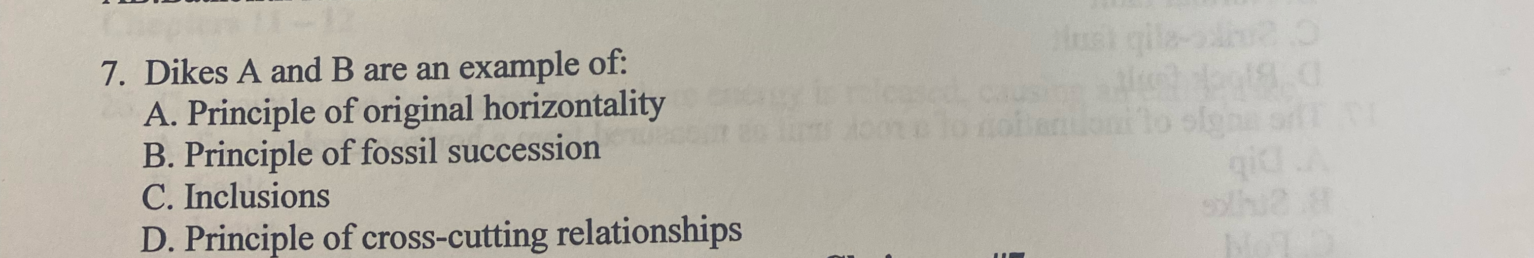Solved Dikes A and B are an example of:A. ﻿Principle of | Chegg.com