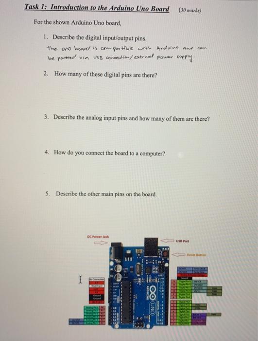 Solved Task 1: Introduction to the Arduino Uno Board (30 | Chegg.com