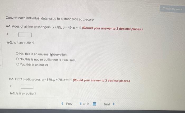 Solved Check my wor Convert each individual data value to a | Chegg.com