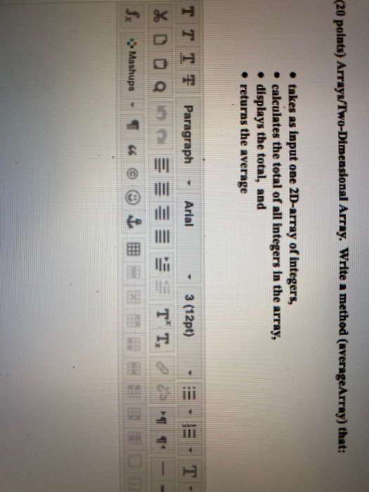 Solved (20 points) Arrays/Two-Dimensional Array. Write a | Chegg.com