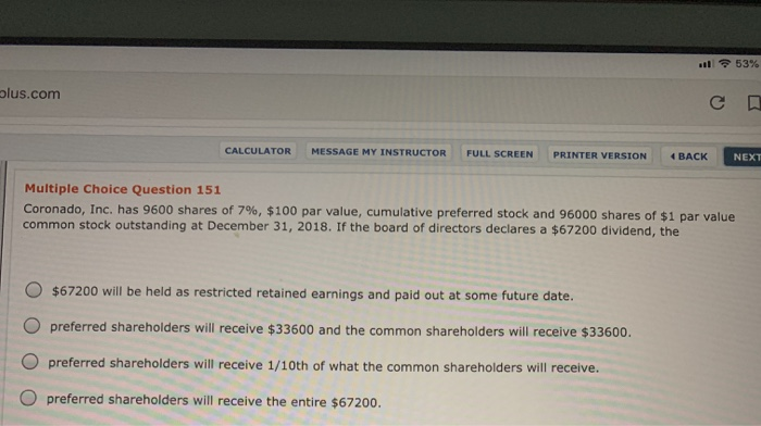 Solved . 53% blus.com C D CALCULATOR MESSAGE MY INSTRUCTOR | Chegg.com