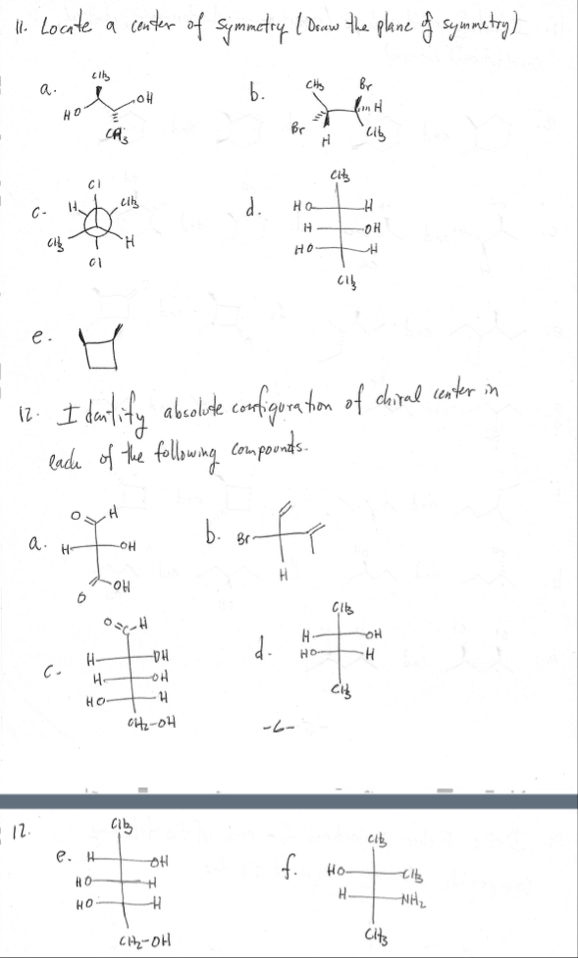Locate a center of symmetry (Draw the plane of | Chegg.com