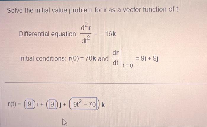 Solved Solve the initial value problem for r as a vector | Chegg.com