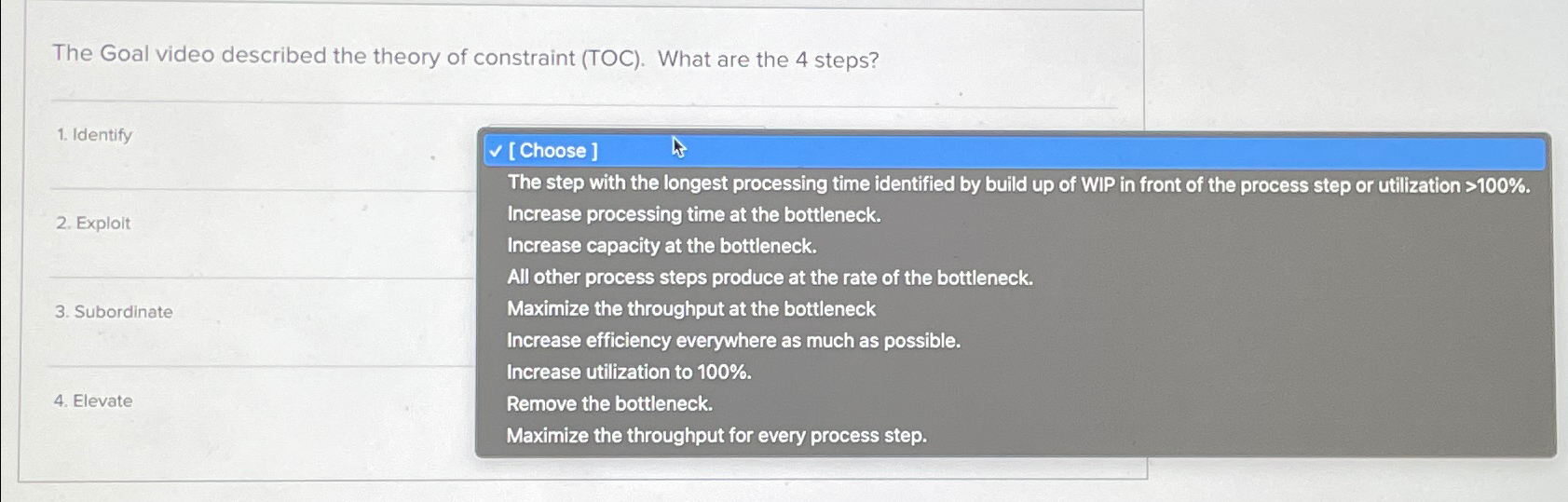 Solved The Goal video described the theory of constraint | Chegg.com