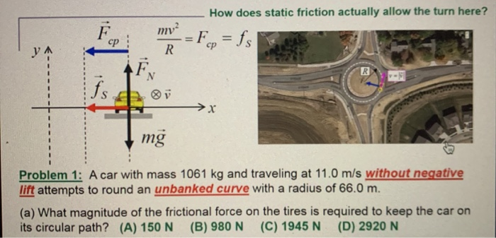 Solved How does static friction actually allow the turn | Chegg.com