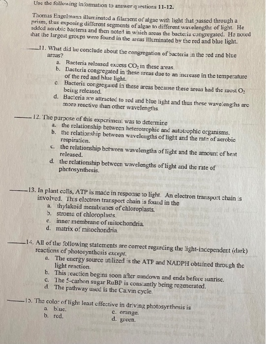 Solved Multiple Choice. .1. Chloroplasts can make | Chegg.com