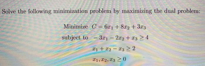 Solved Solve the following minimization problem by | Chegg.com