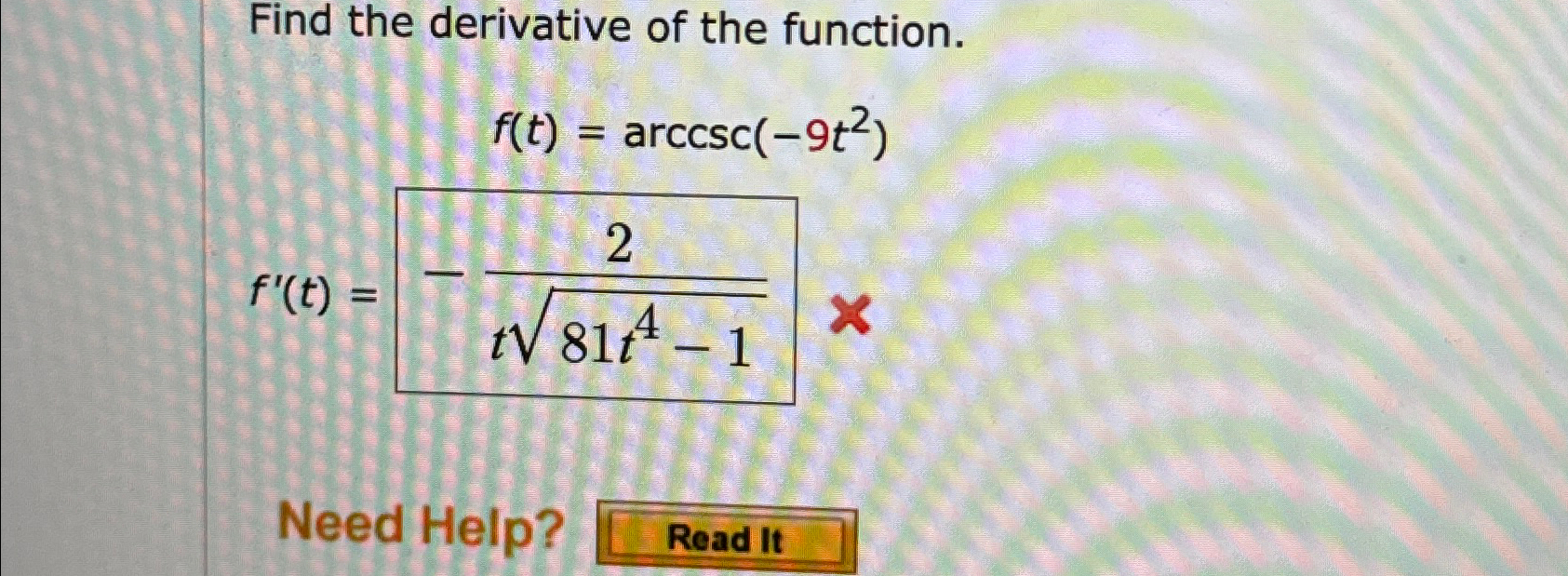 Solved Find the derivative of the | Chegg.com