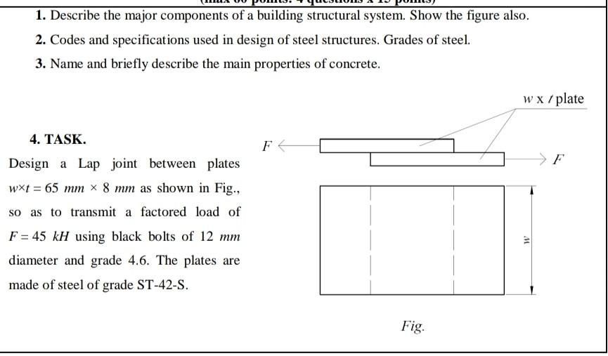 Solved 1. Describe the major components of a building | Chegg.com