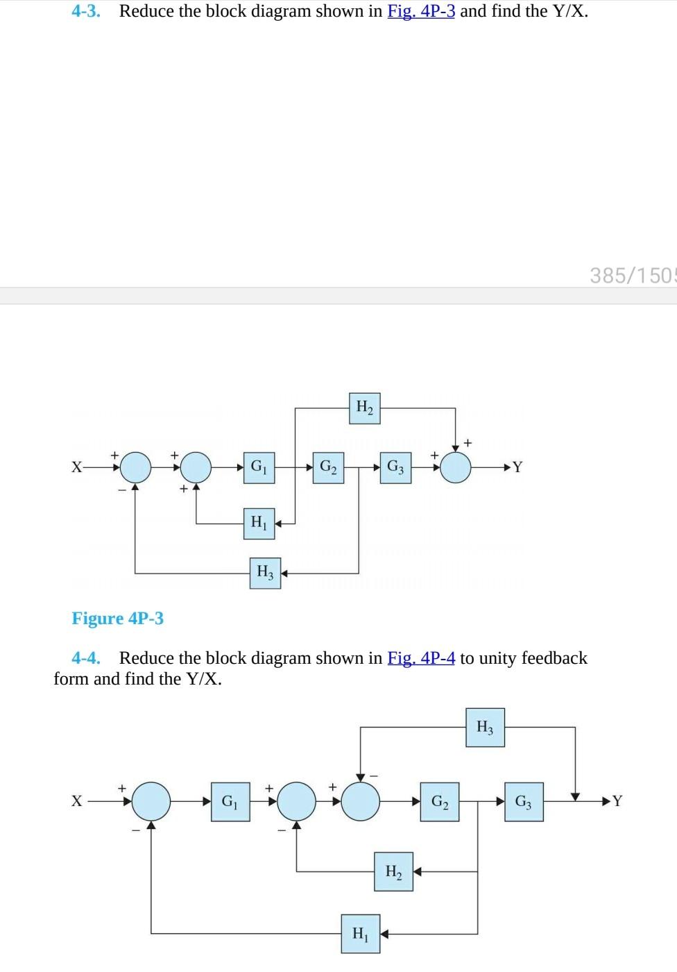 Solved 4 3 Reduce The Block Diagram Shown In Fig 4p−3 And