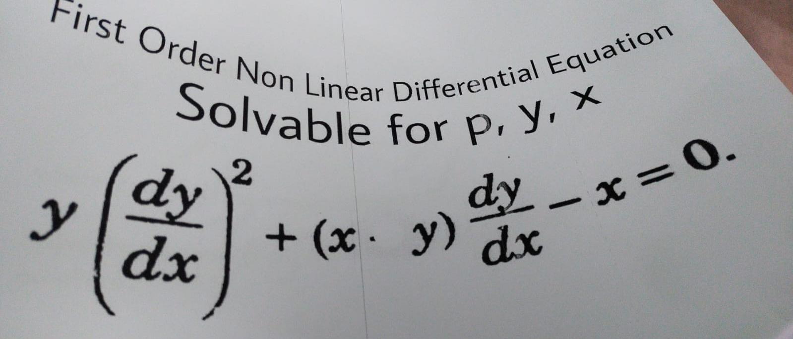Solved First Order Non Linear Differential Equation Solvable | Chegg.com