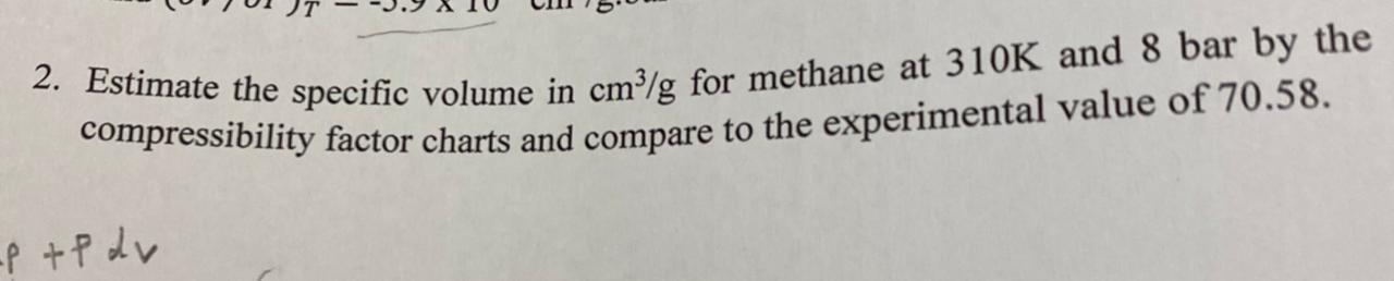 Solved 2. Estimate the specific volume in cm3/g for methane | Chegg.com