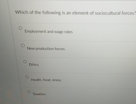 Solved Which of the following is an element of sociocultural | Chegg.com