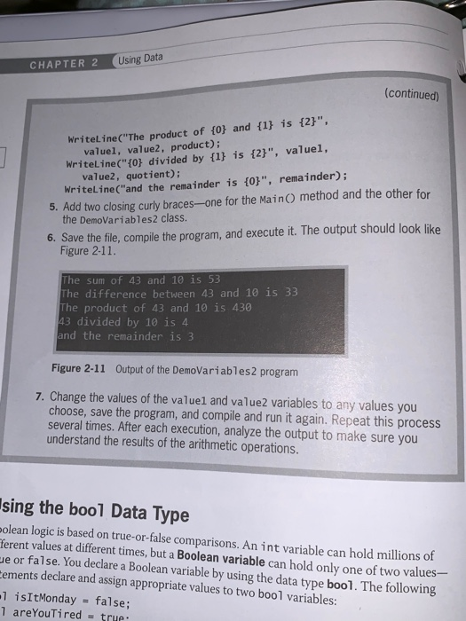 Solved DemoVariables2, pages 67-68 (in the 2-5a Using | Chegg.com