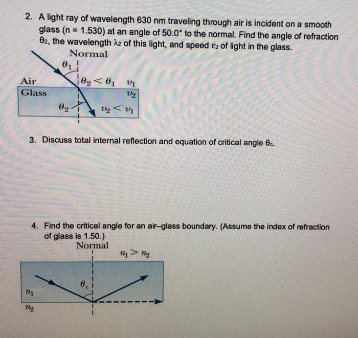 Solved 2. A light ray of wavelength 630 nm traveling through | Chegg.com