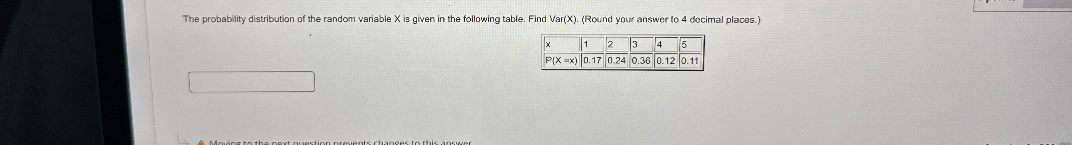 Solved The probability distribution of the random variable x | Chegg.com