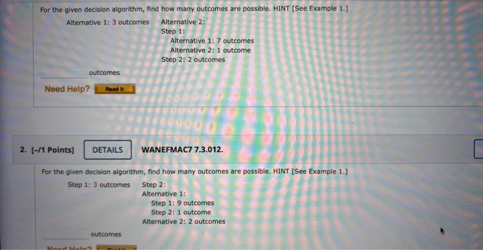 Solved For the given decision algorithm, find how many | Chegg.com