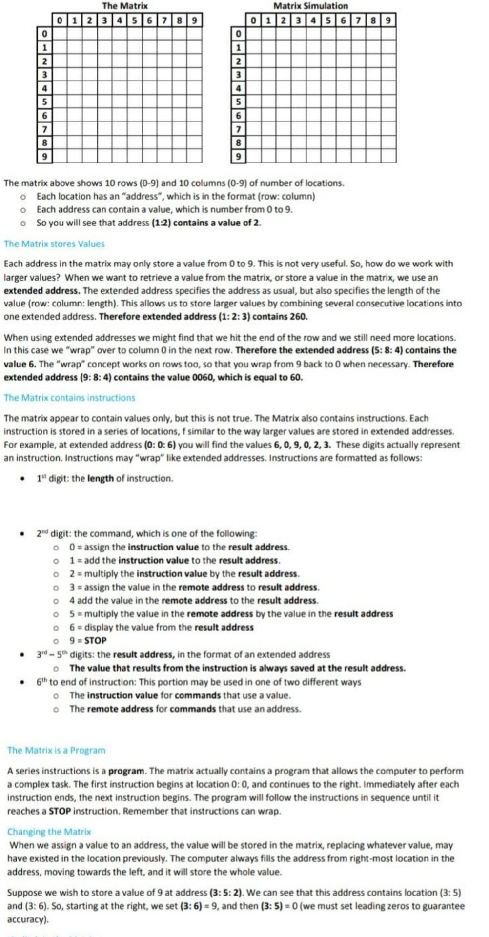 Solved The matrix above shows 10 rows (0−9) and 10 columns | Chegg.com