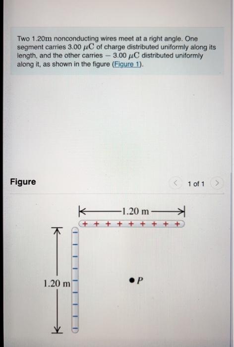 Solved Two 1.20 m nonconducting wires meet at a right angle. | Chegg.com