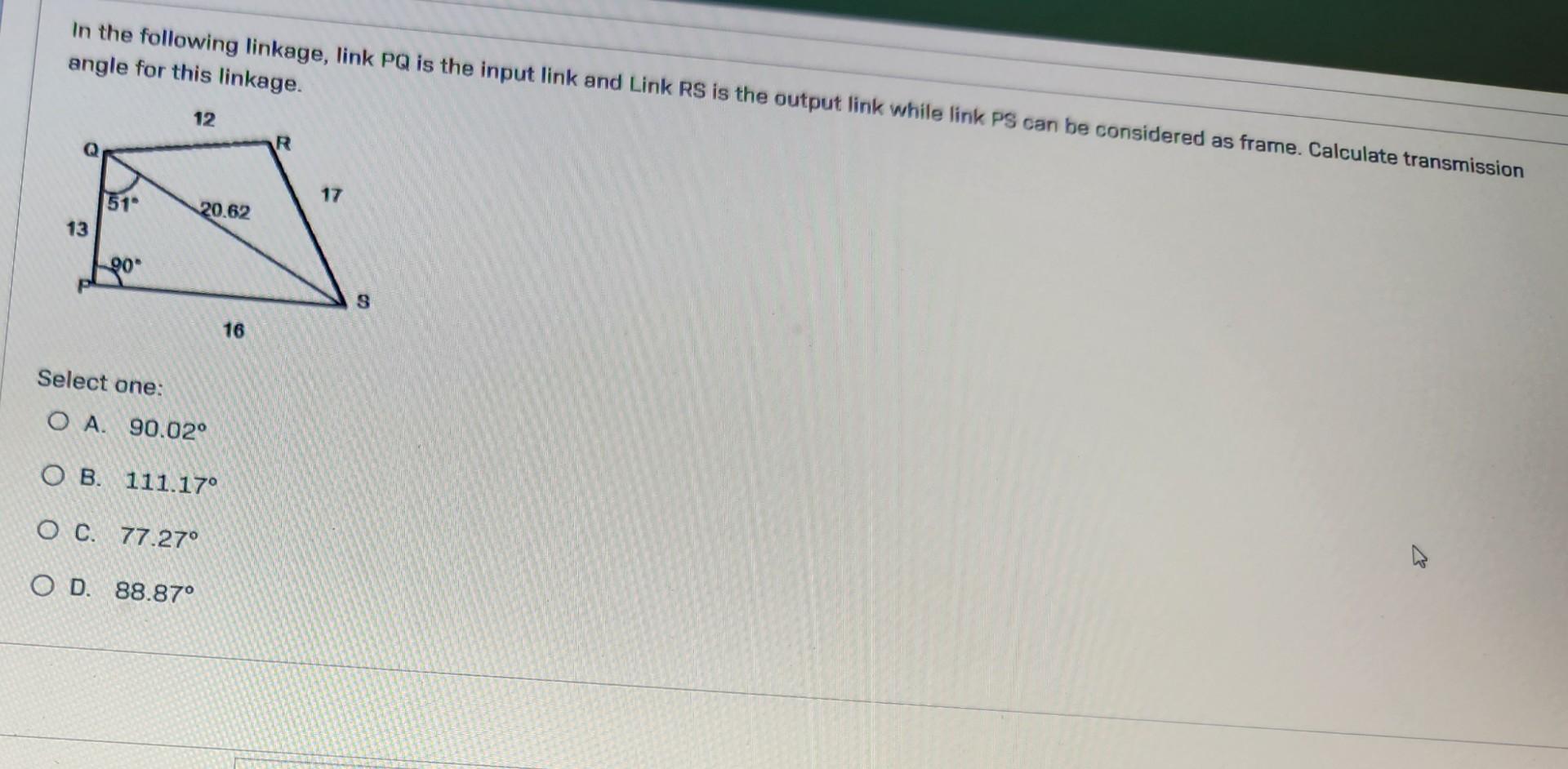Solved In the following linkage, link PQ is the input link | Chegg.com