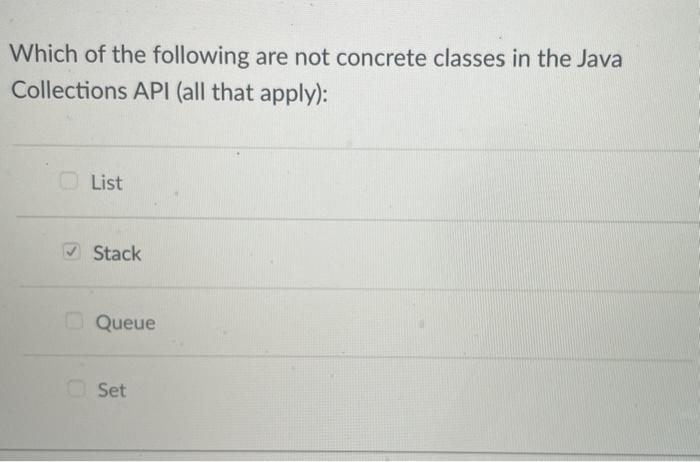 Solved Which of the following are not concrete classes in | Chegg.com