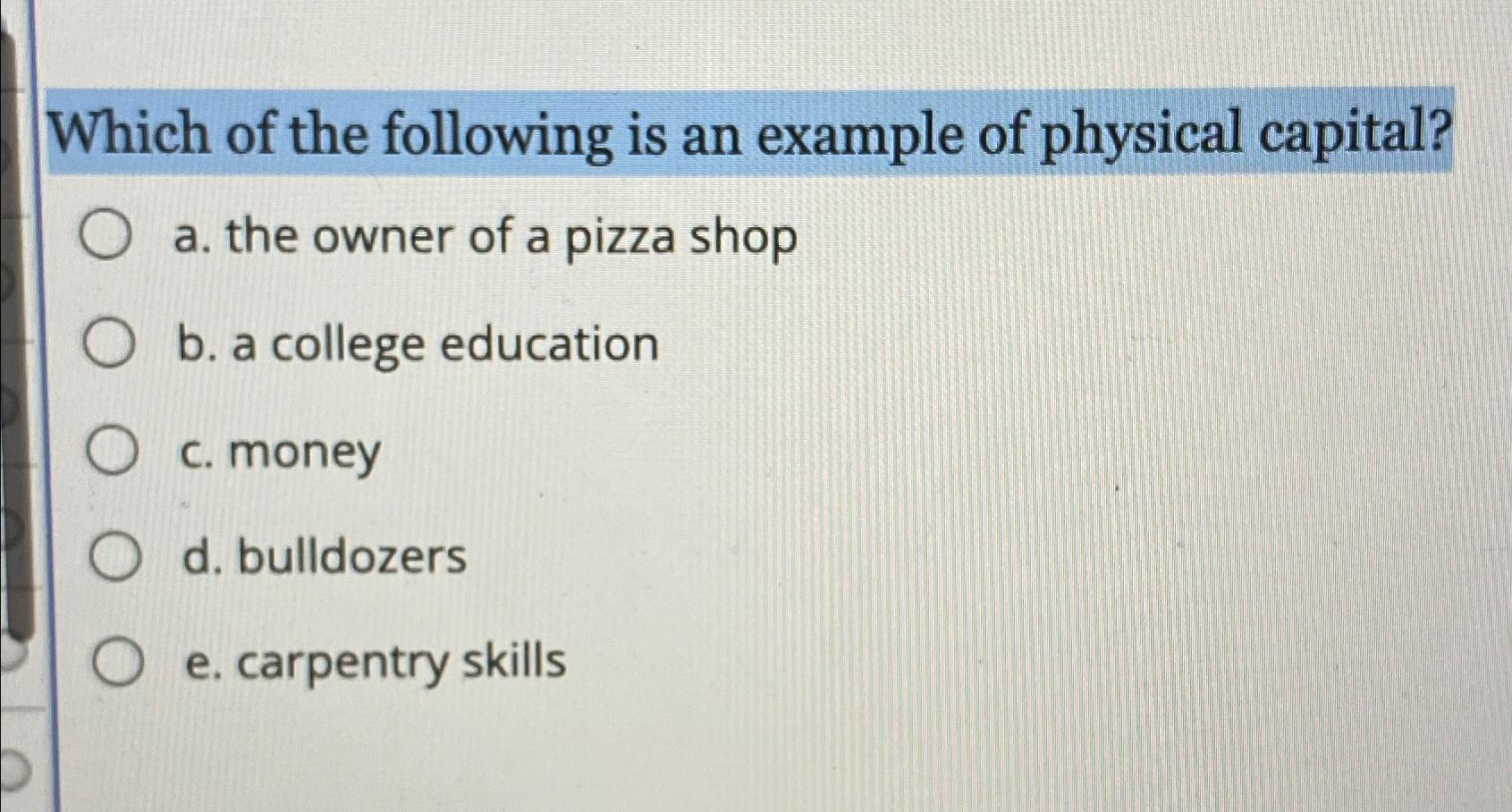 Solved Which of the following is an example of physical | Chegg.com