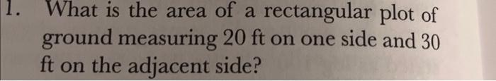 Solved What is the area of a rectangular plot of ground | Chegg.com