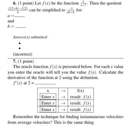Solved 6. (1 point) Let f(x) be the function. Then the | Chegg.com