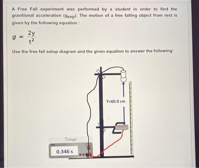 Solved A Free Fall experiment was performed by a student in | Chegg.com