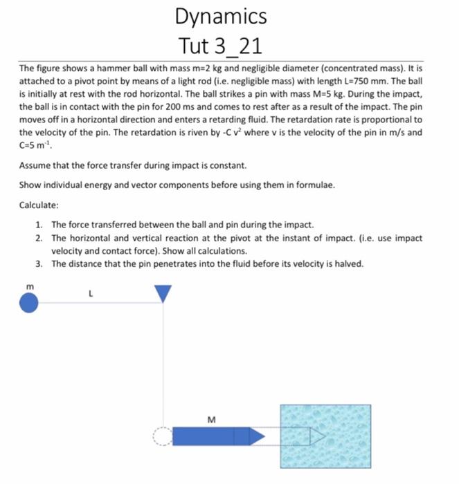 Solved Dynamics Tut 3_21 The figure shows a hammer ball with | Chegg.com