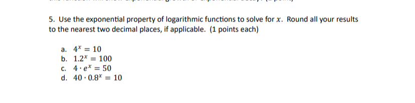 Solved Use the exponential property of logarithmic functions | Chegg.com