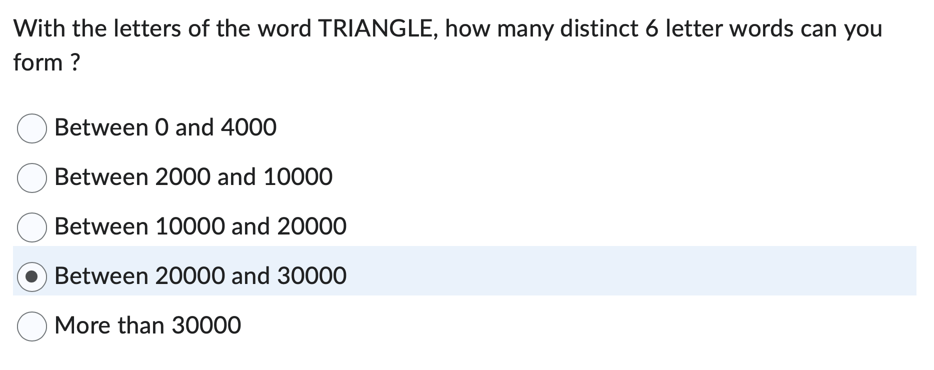Solved With the letters of the word TRIANGLE, how many | Chegg.com