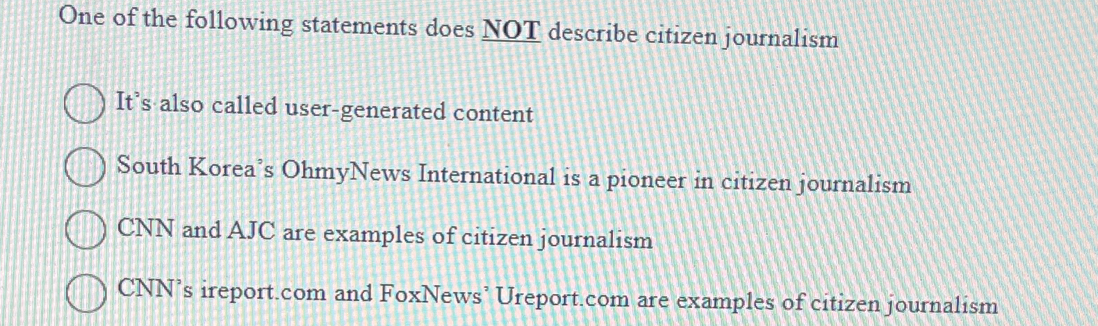 Solved One of the following statements does NOT describe | Chegg.com