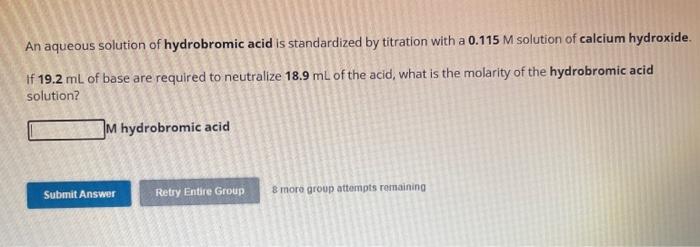 Solved An aqueous solution of hydrobromic acid is | Chegg.com
